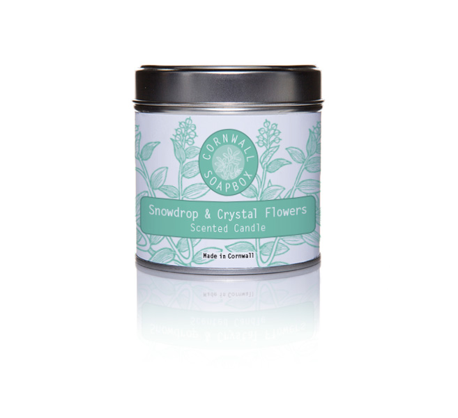 Snowdrop and Crystal Flowers Scented Candle | Cornwall SoapBox